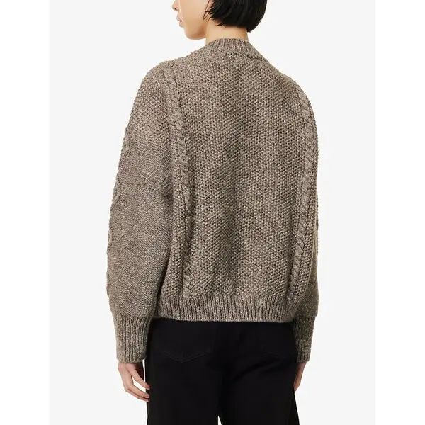Skall Studio Agnete Cable-Knit Wool Cardigan - Light Brown